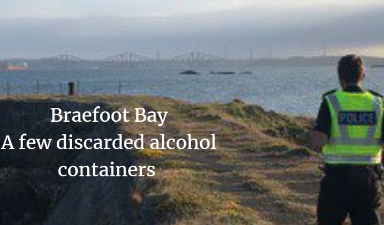 Braefoot Bay area this evening. A few discarded alcohol containers ...